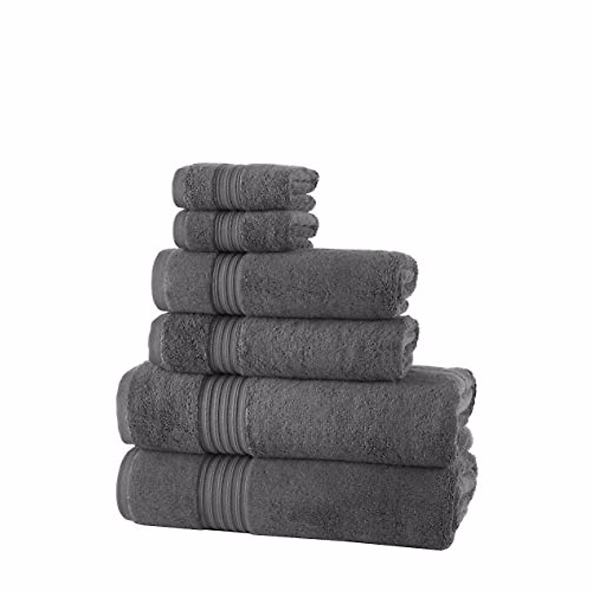 Peshkul Premium Collection Turkish Bath Towel Sets of 6 | 100% Cotton | 2 Bath Towels 27x54, 2 Hand Towels 16x30, 2 Washcloths 13x13 (Mineral Grey)