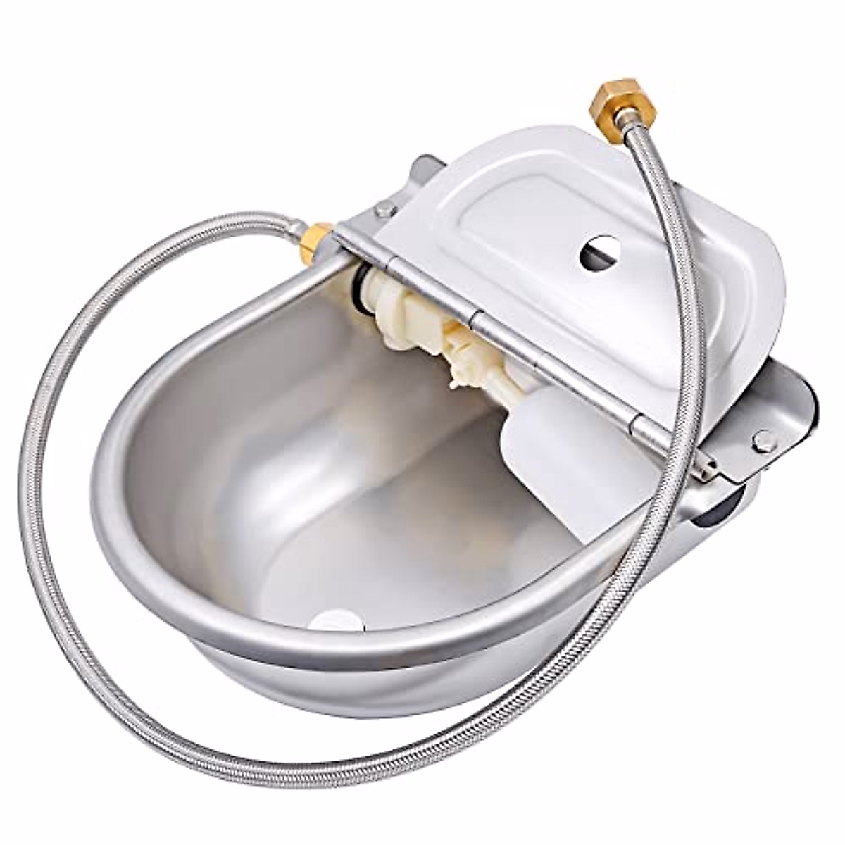 KHEARPSL Automatic Waterer Dog Water Bowl Dispenser Livestock Water Trough Stainless Steel Auto Water Bowl for Horse Dog Cattle Chicken Pig Goat (Waterer+Pipe)