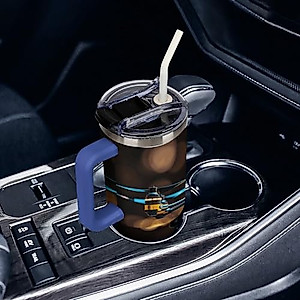 LLUTSNTH 40 Oz Vacuum Tumbler with Deep Blue Handle Leakproof Insulated Tumbler Drone Stainless Steel Travel Mug with Lid And Straw Coffee Cup Cute Water Bottles Cup Holder Friendly