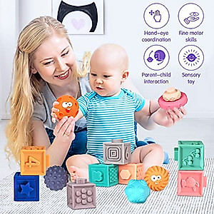 Dreampark Baby Toys 6 to 12 Months - Montessori Toys for Babies 0-6-12-18 Months - Stacking Building Blocks & Sensory Educational Toys & Infant Teething Toys for Toddlers 3 6 9 12 18 Months Boys&Girls