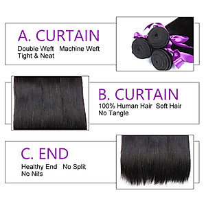 Hair Extensions, Wigs & Accessories Malaysian Straight Hair 3 Bundles With 13 * 4 Lace Frontal Closure Hair Weave Bundles Non Remy Human Hair Extension for Women (Length : 26 26 26Cl20)