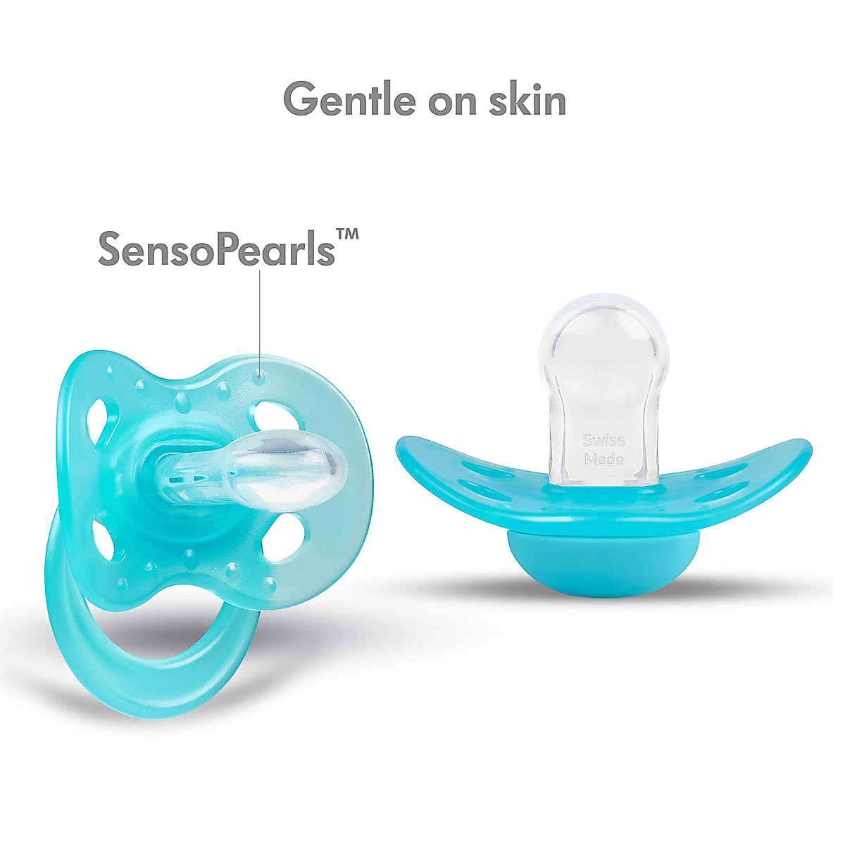 Medela Baby Pacifier | 0-6 Months | BPA-Free | Lightweight & Orthodontic | 2-Pack | Turquoise Blue and White with Baby Animals