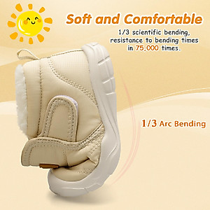QFH Unisex-Child Cold Weather Boots Slip On Shoes Toddler Boots Hook and Loop Toddler Shoes Pre Walkers Shoes for Babies Beige 18-24 Months Infant