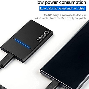 Hikvision Elite 7 Portable SSD 500GB - Up to 1060 MB/s, USB 3.2 Gen2 External Solid State Drive, Black