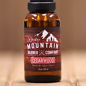 Rocky Mountain Barber Company Men’s Cedarwood Beard Oil - Featuring Grapeseed Oil, Coconut Oil, Argan Oil and Real Cedarwood Essential Oil