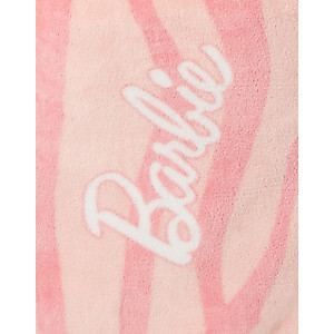 Barbie Womens Hooded Bathrobe | Ladies Pink All over Print Dressing Gown | Fashion Wave Print Fleece Loungewear Bathrobe