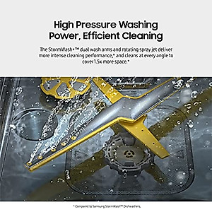 SAMSUNG Smart 44dBA Dishwasher w/ StormWash+, AutoRelease Door, Quiet Operation, 3 Dish Racks, Pre Blast Cycle, Energy Star Certified, DW80B6060UG/AA, Fingerprint Resistant Stainless Steel, Black