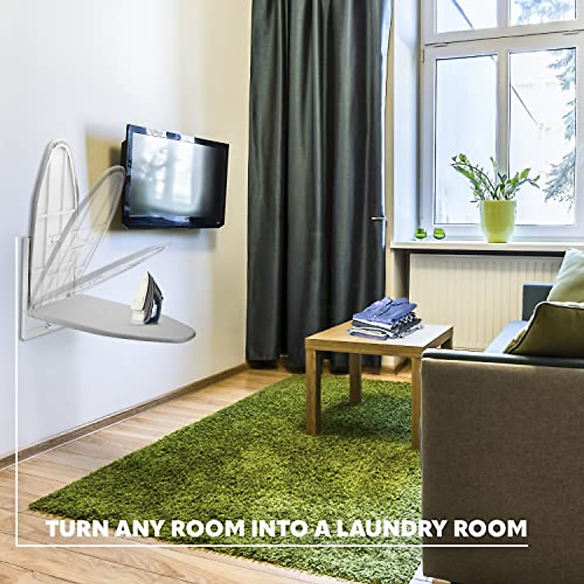 Bartnelli Premium Wall Mounted Ironing Board | Foldable Iron Board Station for Home, Dorm, Apartment & Small Spaces Easy-Release Lever, Cotton Cover & All Tools Included Easy Assembly (Size - 36x12”)