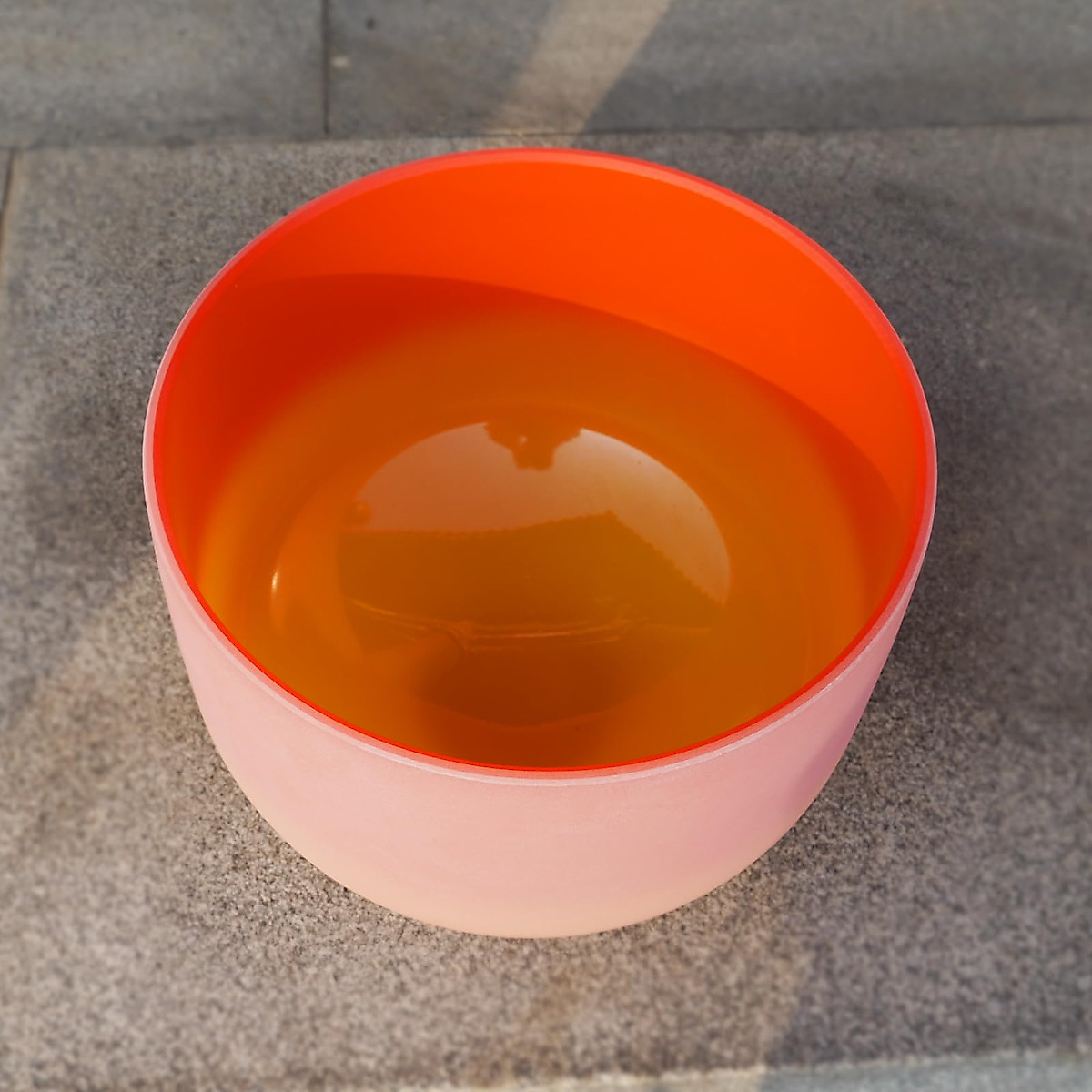 KVKA Rainbow C Note Root Chakra Red-Yellow Colored Frosted Quartz Crystal Singing Bowl 10 inch with Carrying Case