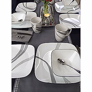 Corelle Boutique Square Urban Arc 16-Piece Dinnerware Set, Service for 4