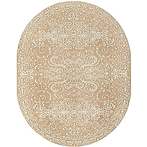 Unique Loom Rushmore Collection Area Rug - Adams (7' 10" x 10' Oval, Beige/Ivory)