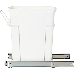Knape & Vogt RS-PSW9-1-20-W 17 in. H x 8 in. W x D Steel in-Cabinet 20 Qt. Single White Pull Out Trash Can