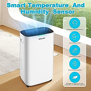 Dehumidifier 4000 Sq. Ft 50 Pint ,ROCSUMOO Dehumidifiers for Home Basements Bedroom with Drain Hose | Quiet Dehumidifier for Medium to Large Room | Dry Clothes Mode | Intelligent Humidity Control with 24HR Timer (White)