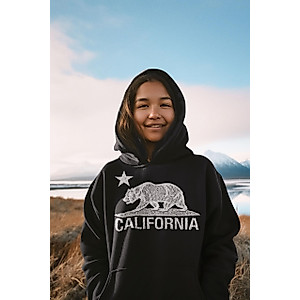 shop4ever California Distressed White Bear Hoodies Cali Sweatshirts Medium Black 0