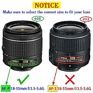 55mm Lens Cap Cover Keeper for AF-P DX NIKKOR 18-55mm f/3.5-5.6G VR Lens for Nikon D7200 D5600 D5500 D5300 D3500 D3400 D3300,ULBTER Lens Cap & Lens Cover -2 Pack