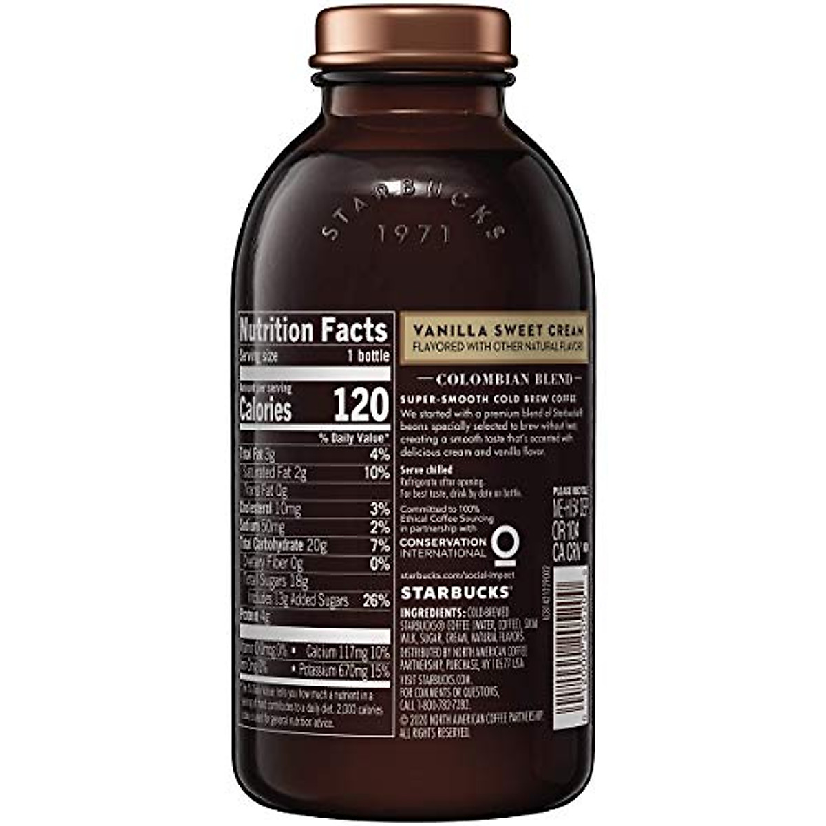 Starbucks RTD Coffee, Cold Brew, Vanilla Sweet Cream , 11oz Glass Bottles (6 Pack)