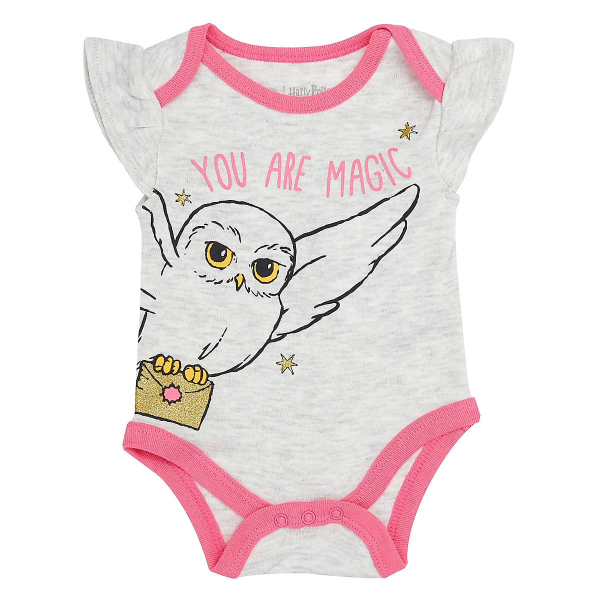 Harry Potter Baby Girls Bodysuit One Piece Three Pack Gifts for Baby Girls (Pink Multi, 0-3 Months)