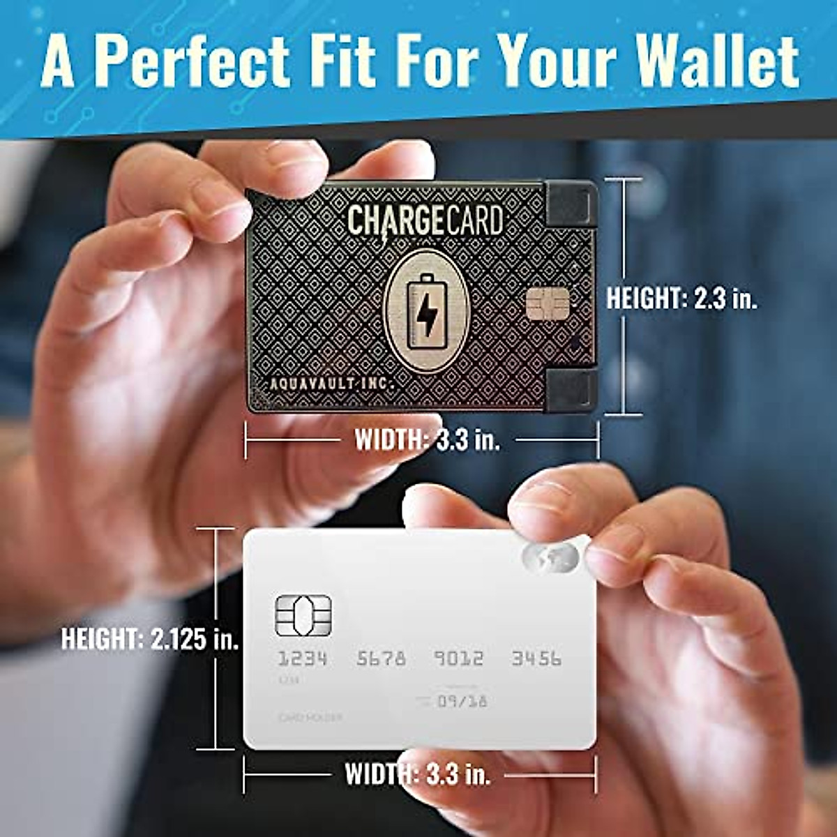 ChargeCard Portable Phone Charger & Power Bank – Fast Charging and Compact – Interchangeable Cables (Lightning, USB-C, Micro USB) - For iPhone and Android – Credit Card Sized Phone Battery Pack