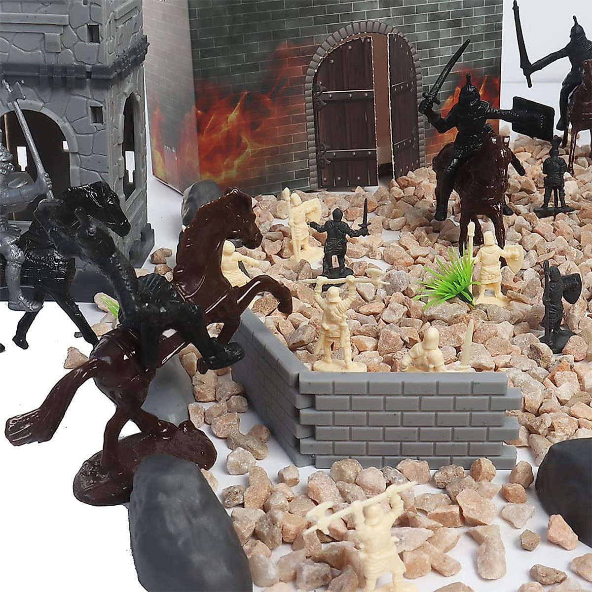 Medieval Castle Toy, Castles Knights Soldiers Model Kit Knight Figures Playset Fort Building Kit, DIY Assembled Castle Model Set, Playset Gifts(Type D)