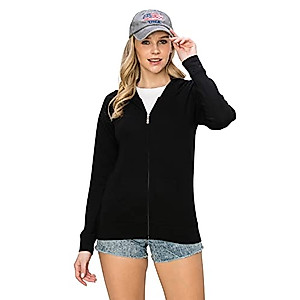 LALAPARKS Lightweight Cotton Zip-Up Hoodie Jacket - Comfy Casual Active Plain Everyday Wear - Black X-Large