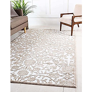 Unique Loom Rushmore Collection Area Rug - TAFT (9' x 12' Rectangle, Snow White/Beige)