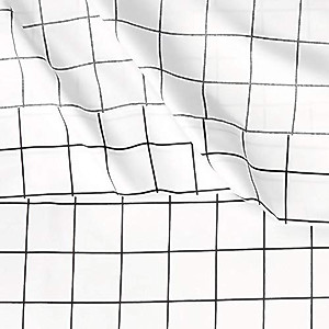 Amazon Basics Soft Microfiber 4-Piece Bed Sheet Set with Elastic Side Pockets, Full, Black Grid, Geometric