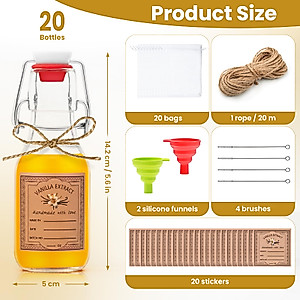 Xzunk 20Pcs 4 oz Swing Top Glass Bottles for Vanilla Extract Homemade, Flip Top Glass Bottles with Airtight Lid for Gift Glass Food Storage Canister for Hot Sauce Beans