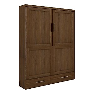 RoomAndLoft Brentwood Queen Contemporary Solid Wood Murphy Wall Bed in Brown