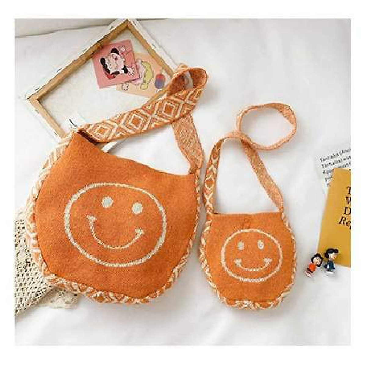 Women’s Casual Knit Tote Bag Daily Wear, Shoulder Bag- Magic (Adult - Green/White)