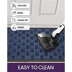 DEXI Front Door Mat Outside Entrance, All-Season Heavy Duty Rubber Indoor Outdoor Doormat, Fade Resistant, Low-Profile, Easy Clean Patio Entryway Rug, 23"x35", Maze Blue
