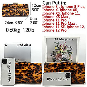 Boutique De FGG Leopard Women Acrylic Clutch Purse Evening Bags Fashion Party Dinner Shoulder Handbags (Medium,Leopard)