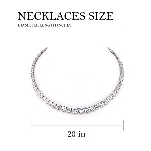 LAVINA Fancy Graduated CZ Tennis Necklace For Proms,Galas,Formal Affairs,Holiday,Birthday (20, Silver Tone)