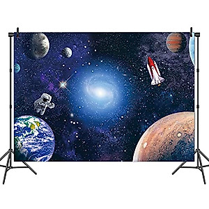 CGXINS Outer Space Backdrop for Baby Kids Astronaut Themed Birthday Party Decoration 7x5ft Universe Galaxy Stars Newborn Baby Shower Photo Background Photography