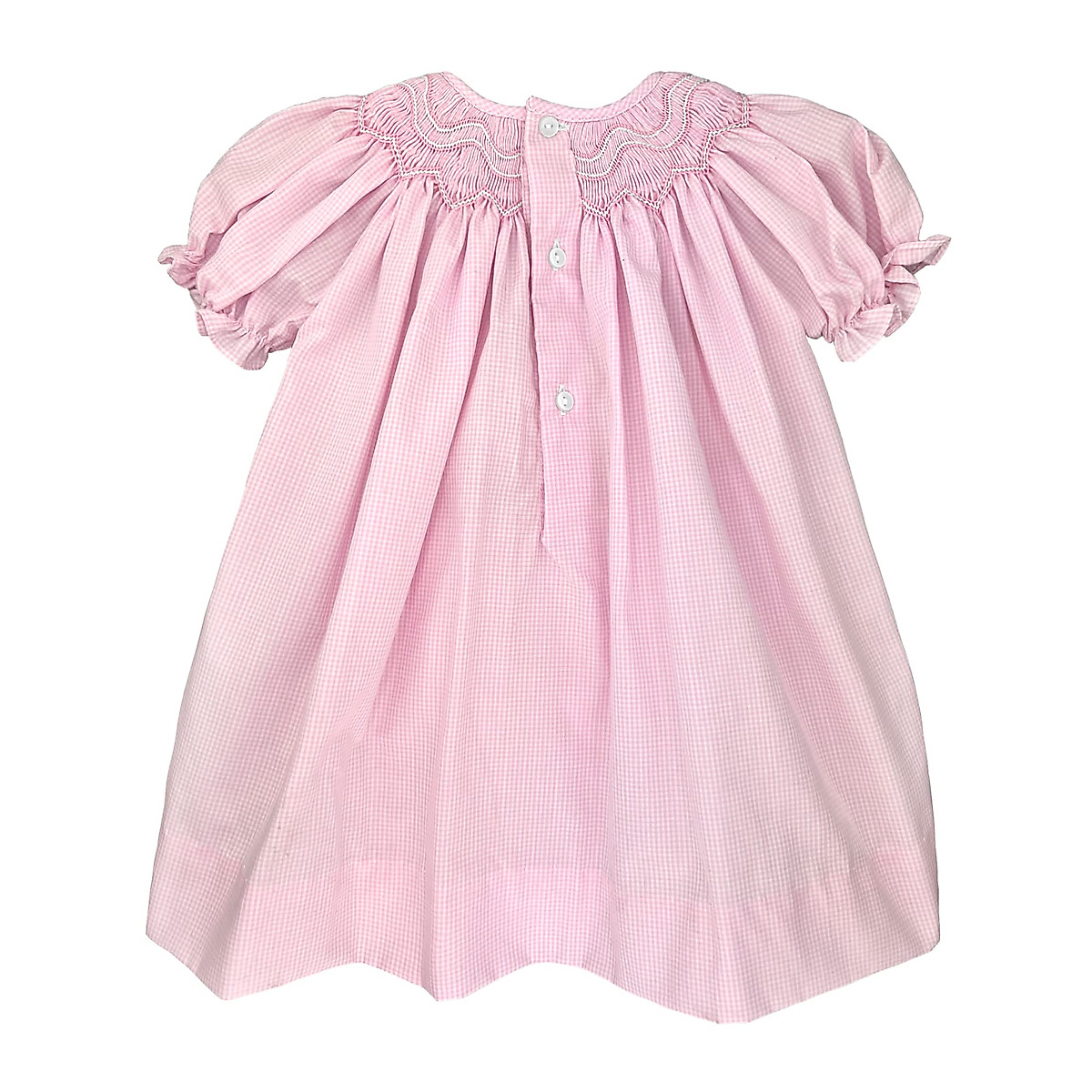 Petit Ami Baby Girls' Bishop Zig-Zag Smocked Dress, 6 Months, Pink