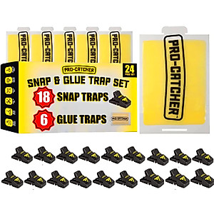 Mouse Traps Large Rat Traps Indoor Set of 24, 18 Reusable Mouse Traps and 6 Glue Traps Mouse Traps Indoor for Home Powerful Traps for The House - 24 Pack