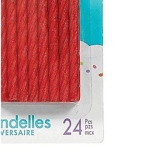 Large Red Glitter Spiral Candles - 3.25", 24 Pieces - Elegant Party Candles for Cake Decoration & Celebrations