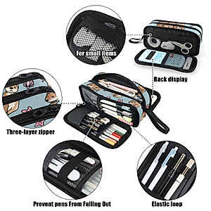 Fustylead Otters Nylon Pencil Bag Large Storage Pouch Pen Case Makeup Bag Simple Stationery Bag School College Office Organizer for Teens Boys Girls Student