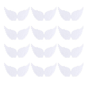 NUOBESTY 12PCS Angel Wings Fabric Wings Patches for DIY Crafts Hair Accessories - White