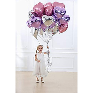 30 pcs Heart Balloons 18" Foil Love Balloons Mylar Balloons Silver heart balloons Valentines Day Decorations Balloons for Valentines Day Propose Marriage Wedding Party Wedding