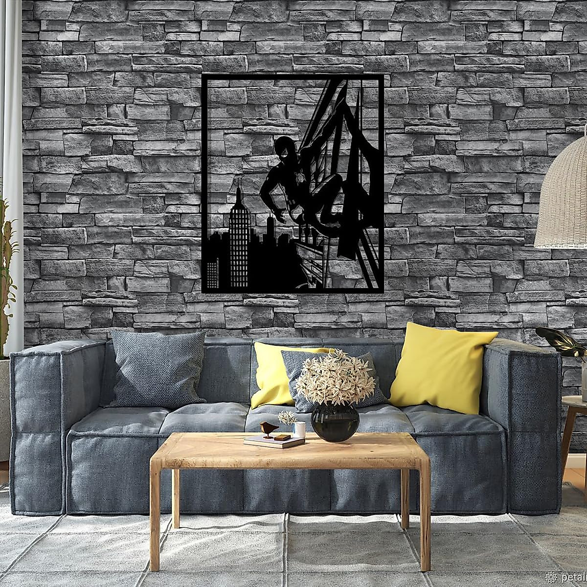 Nukofal Grey Brick Wallpaper Peel and Stick Gray Stone Contact Paper 17.7"x118.1" Faux Brick Contact Paper Backsplash Wallpaper Stone Self Adhesive Wallpaper Removable for Kitchen Textured Vinyl