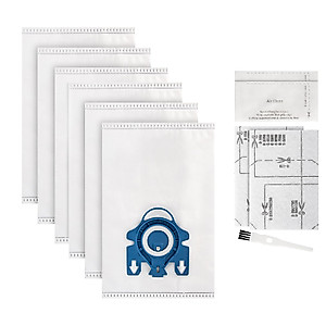 Ucoolbe GN 3D Vacuum Cleaner Bags Replacement for Miele GN Airclean Classic C1 Complete C1 C2 C3 S227 S240 S270 S400 S2 S5 S8 Series Includes 3D GN Dust Bags 6 Pack with 2 Pairs Filters