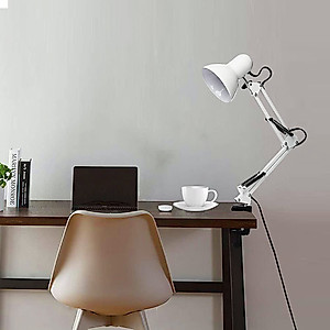Gupuzm Led Desk Lamp with Clamp - Swing Arm Desk Lamp with 1 LED Cold Light Bulbs 6500K - Folding Table Lamp，Used for Office, Work, Study, Dormitory Reading and Eye Protection Desk Lamp (White-01)