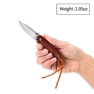 STANBIK Pocket Knife for Men,Pocket Knife with 2.4in 9CR18MOV Blade and Rosewood Handle for Outdoor, Tactical, Survival and EDC.