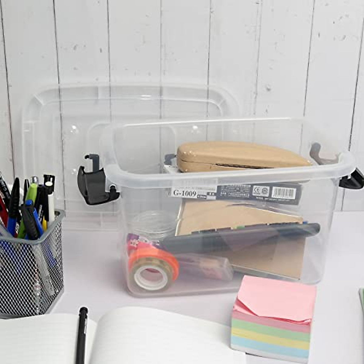 Anbers 5 Quart Plastic Bins with Lid, Latching Storage Box, 6 Packs