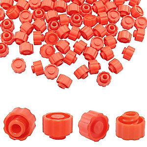 ITROLLE Syringe Luer Lock Cap 100PCS Orange Round No Needle Luer Lock Caps for Feeding Tubes Laboratory Supplies