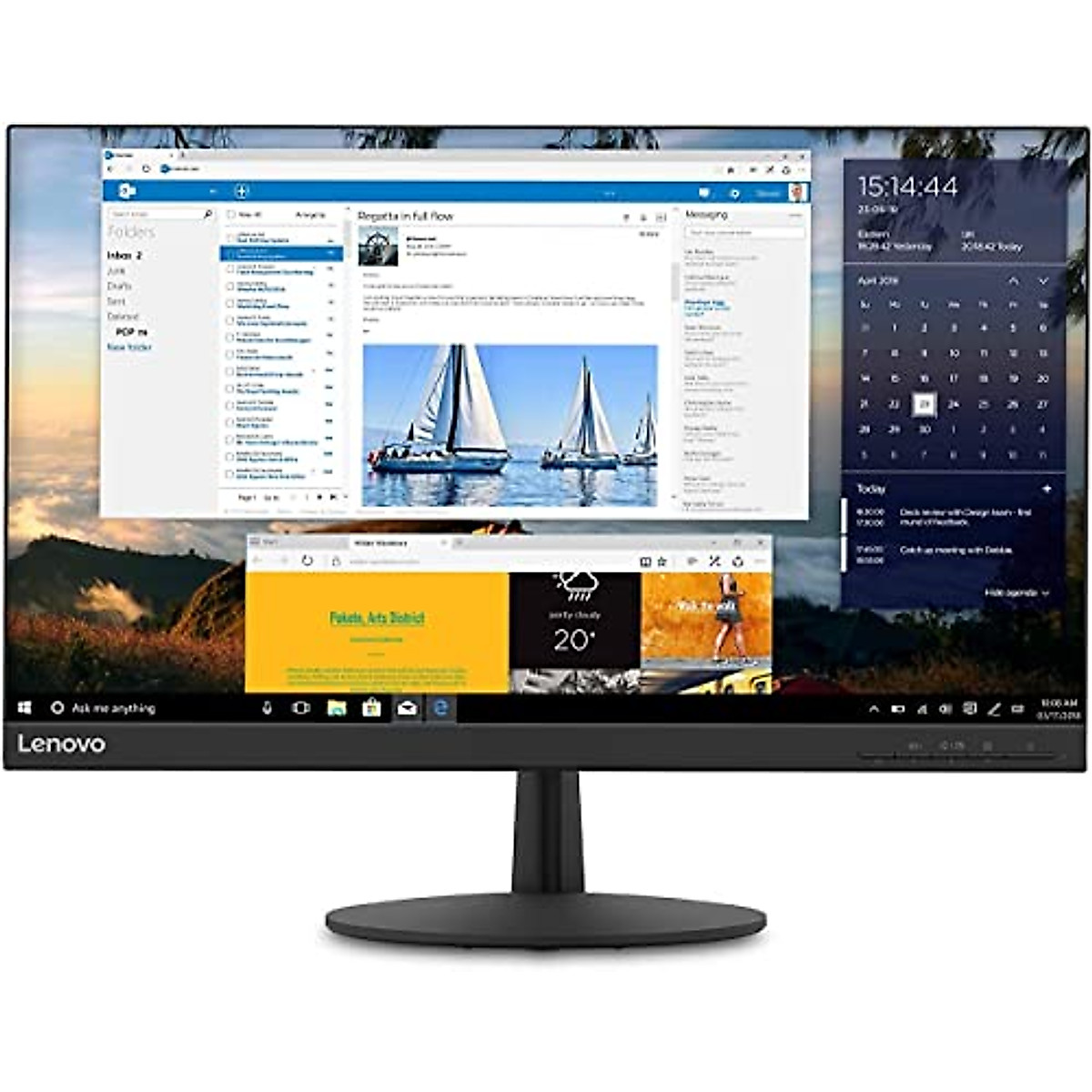 Lenovo L24q-30 23.8-inch QHD (2560 x 1440) LED Backlit IPS Monitor, FreeSync, Widescreen, 3-Side Narrow Bezels, 75Hz, 4ms, HDMI, DP, Title, VESA Mount