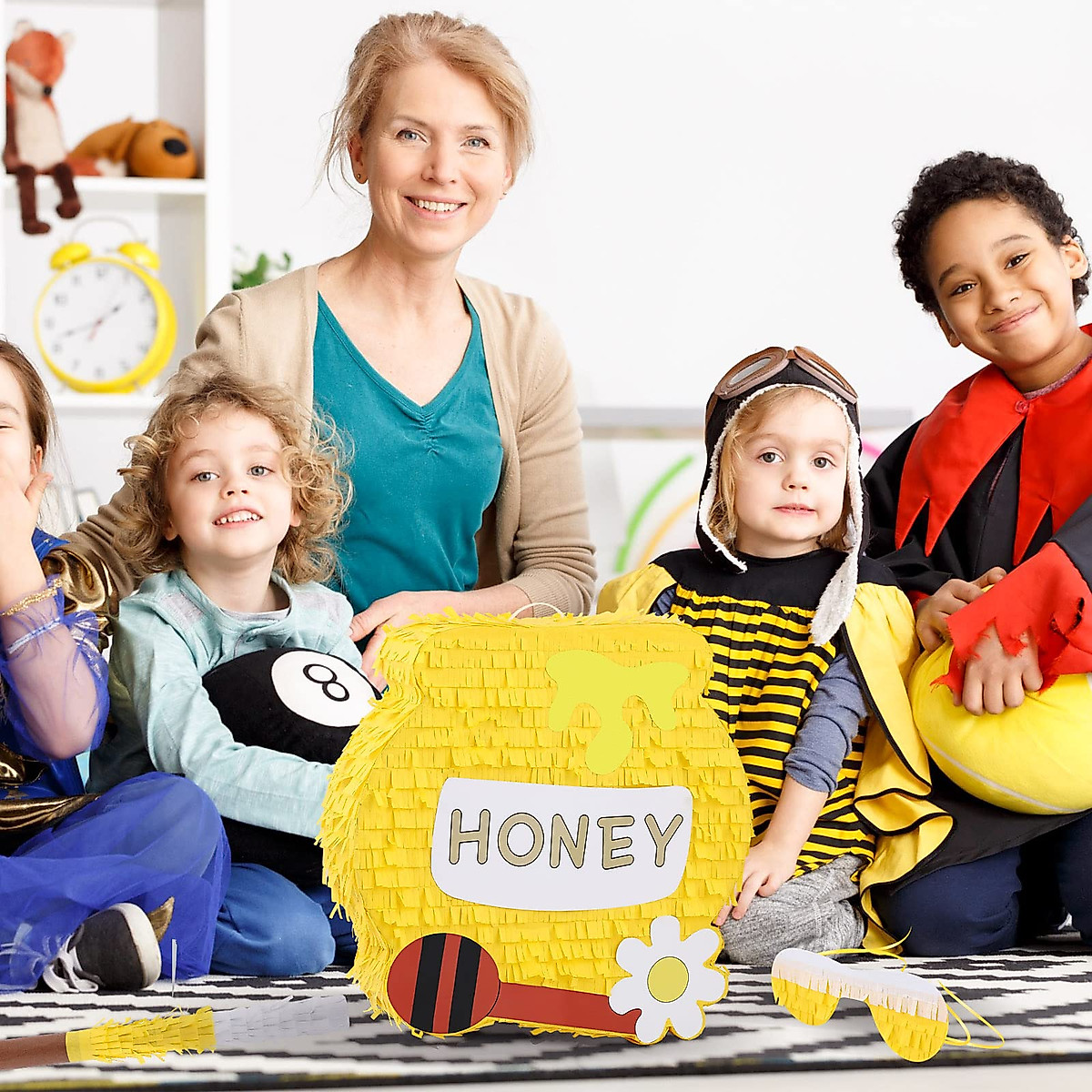 Deekin 3 Pcs Cute Piñata Set Include Piñata with Stick Eye Mask Large Piñata Money Piñata for Kids Music Science School Sports Bridal Shower Birthday Party Decorations Supplies