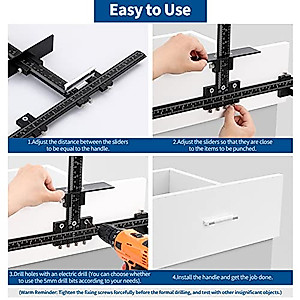 Raynesys Aluminum Alloy Cabinet Hardware Jig, Punch Locator Cabinet Drawer Drilling for Easy Installation, Adjustable Drill Guide for Door & Drawer Front Handles Punch Locator, Black