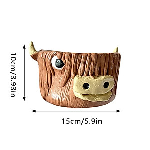 Weerihhol Crazy Cow Yarn Bowl Holder for Crocheting and Knitting, Hand Made Highland Cow Yarn Bowl,Animal Resin Crochet Accessories, Gifts for Mom & Knitting Lovers Yarn for Crocheting Bowl