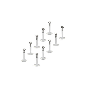 Ruifan 10PCS 16G Clear UV Flexible Acrylic 2mm Clear CZ Gem Labret Monroe Lip Ring/Tragus/Helix/Cartilage Earring Stud Barbell,8mm Bar Length Body Piercing Jewelry
